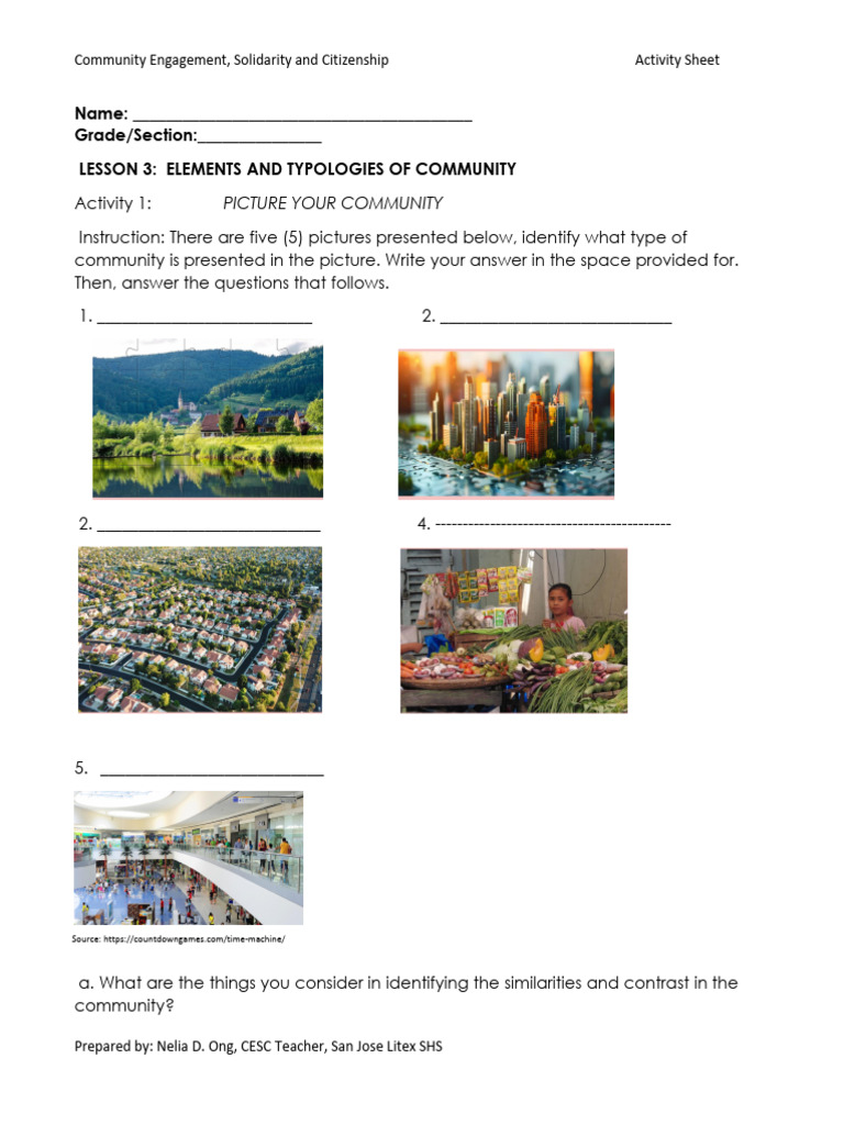 CESC Lesson 3 Activities | PDF