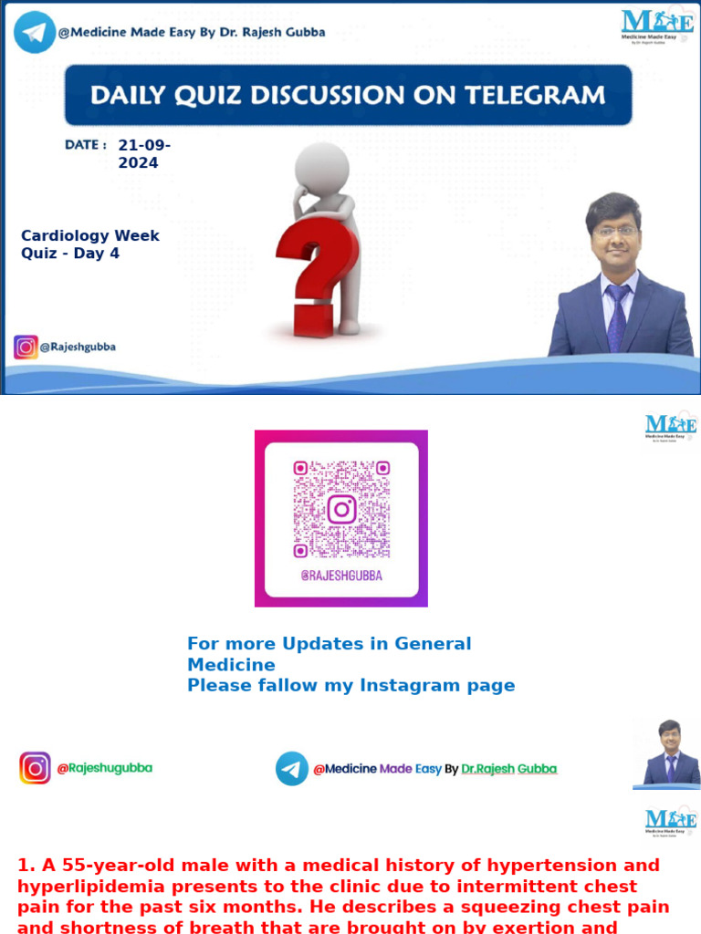Cardiology Week - Quiz - Day 4 | PDF