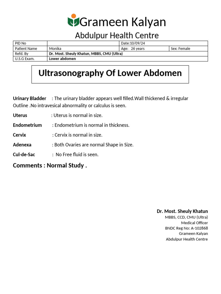 Usg Lower Abdomen 1 Pdf