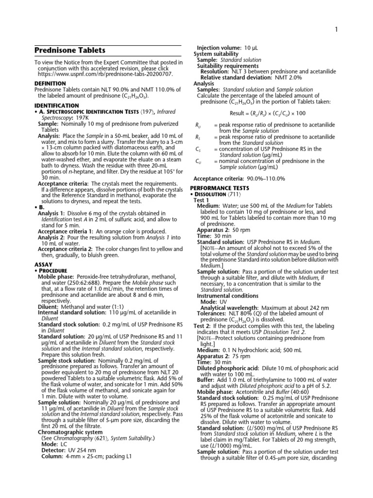 Prednisone Tablets | PDF