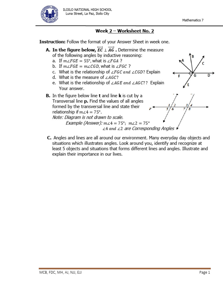 Q3-Math-7-SLK-week 2 worksheet | PDF