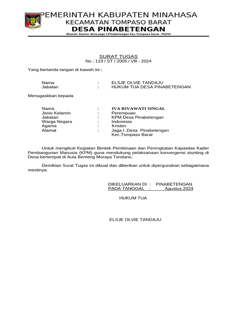 surat tugas KPM | PDF