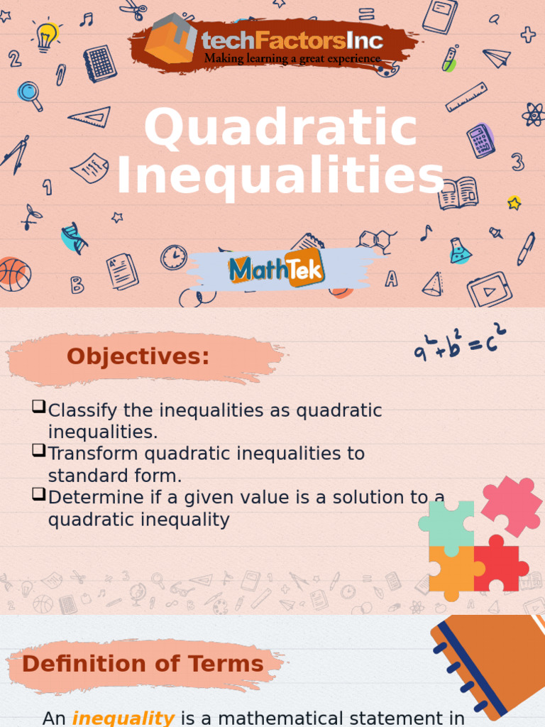 Quadratic Inequality | PDF