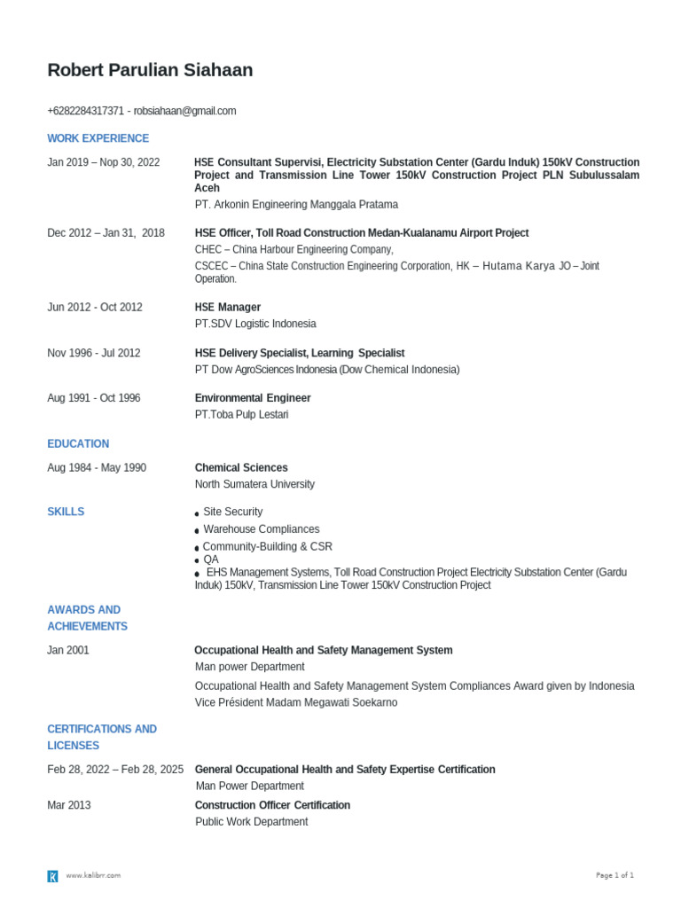 CV - Robert Parulian Siahaan | PDF