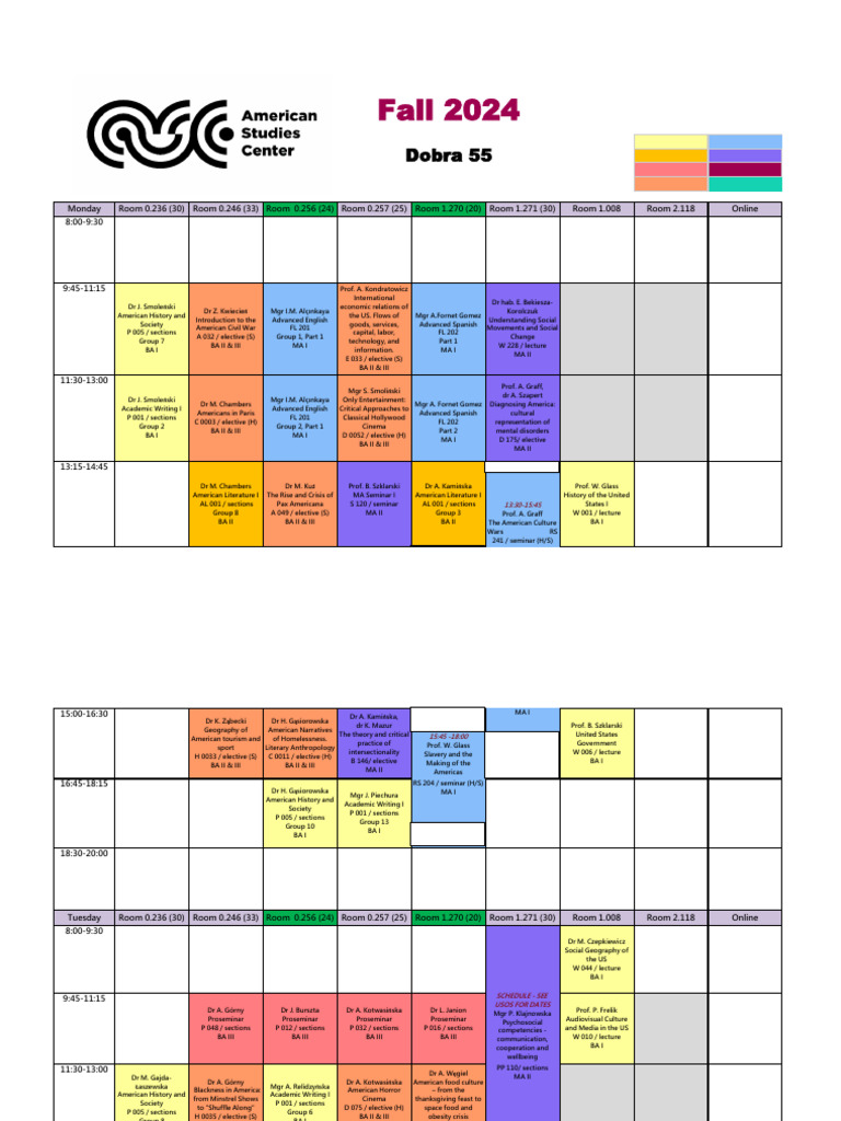 Schedule FALL 2024 0406 | PDF