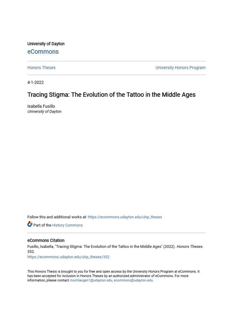 Tracing Stigma - The Evolution of The Tattoo in The Middle Ages | PDF