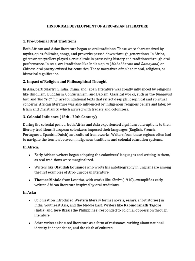 Afro-Asian Literature | PDF