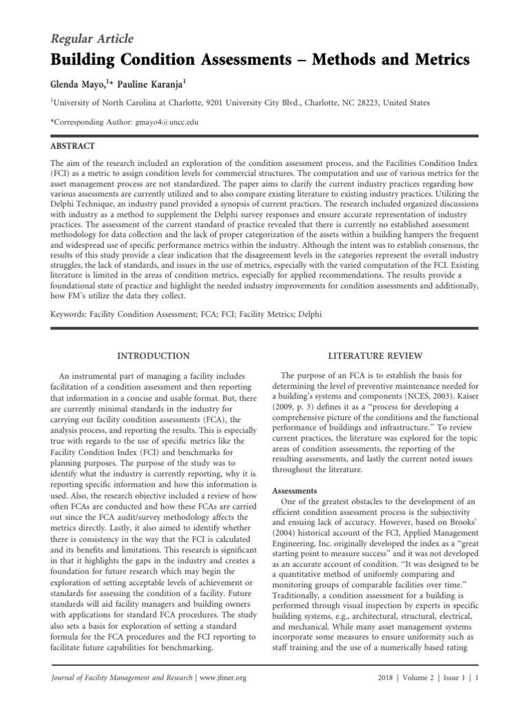 Building Condition Assessments Methods A | PDF