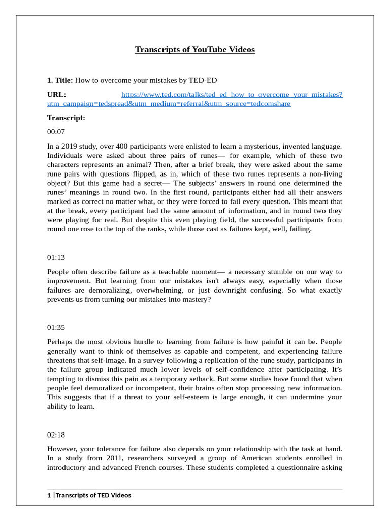 Transcripts of TED Videos 1 | PDF