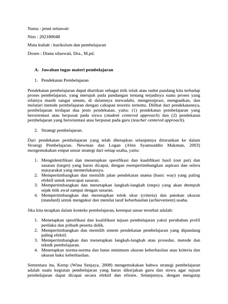 Tugas Pembelajaran Materi Metode Dan Media Pembelajaran | PDF
