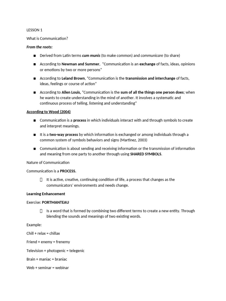 Lesson-1-4_HANDOUTS oral communication | PDF