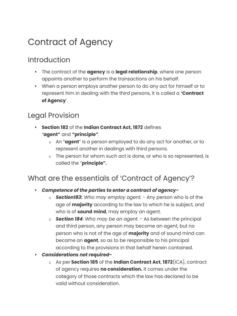 Contract of Agency | PDF | Law Of Agency | Business