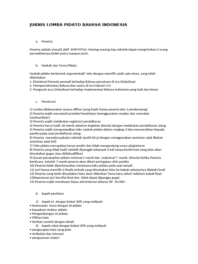 Juknis Lomba Pidato | PDF | Karier & Perkembangan