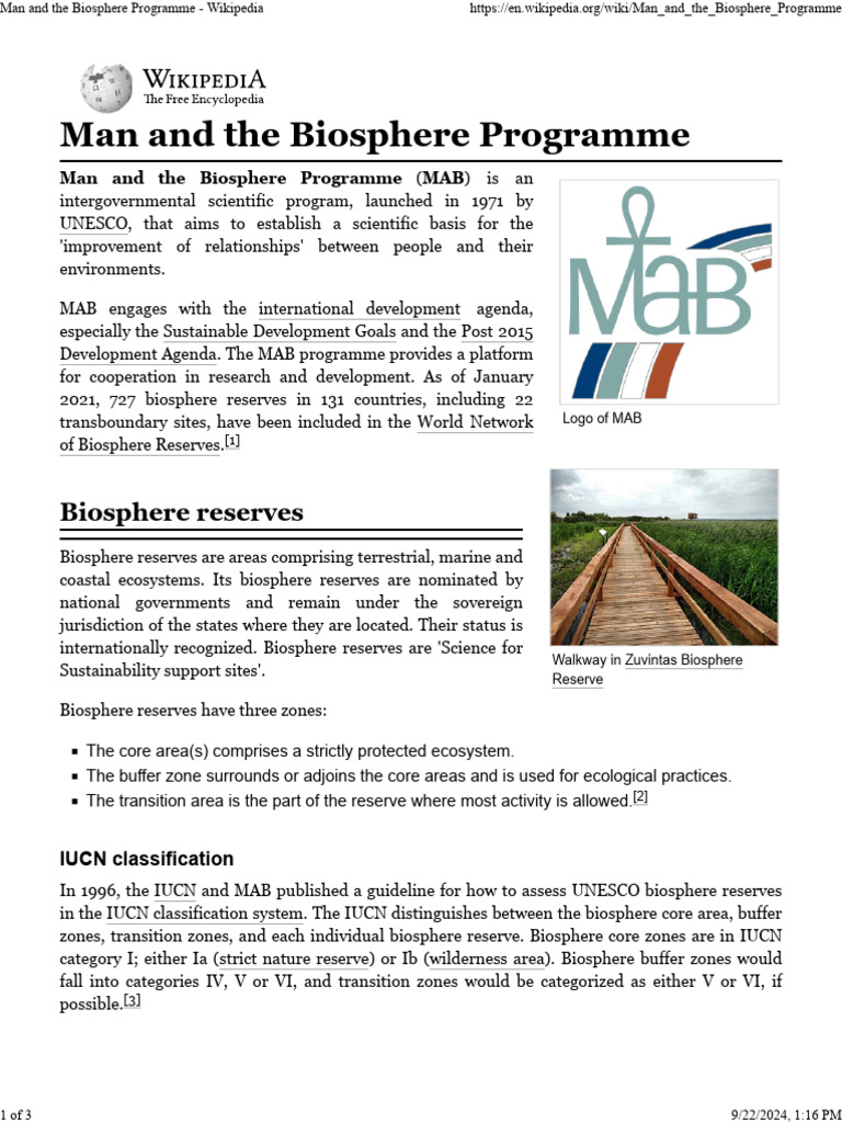 Man and The Biosphere Programme | PDF