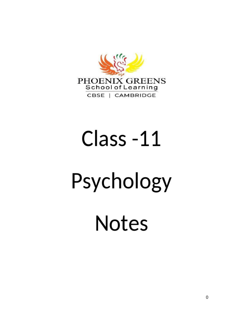 G.11 Psychology Notes | PDF