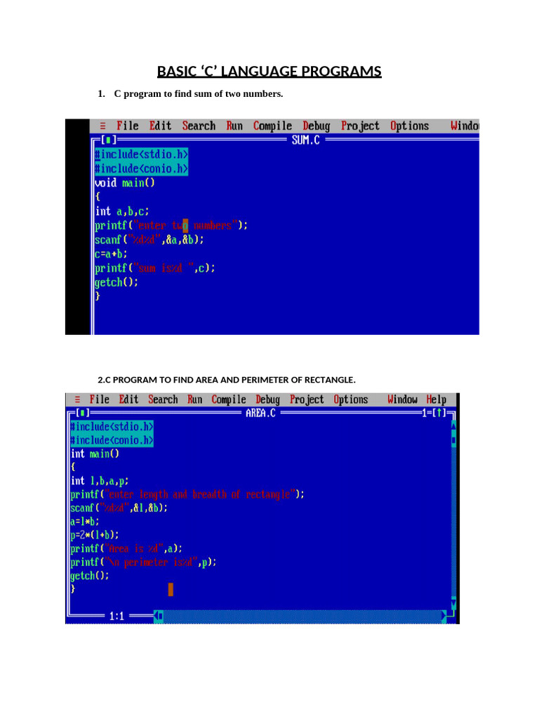 Basic C Pgms | PDF