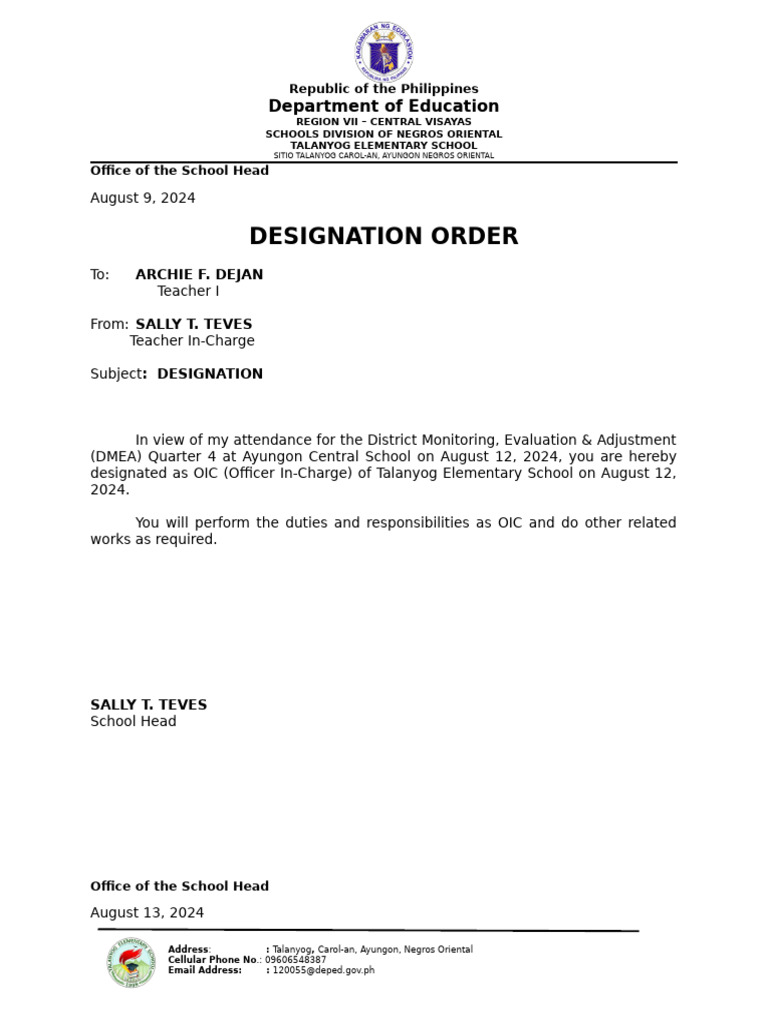 Designation Order | PDF | Government | Public Administration