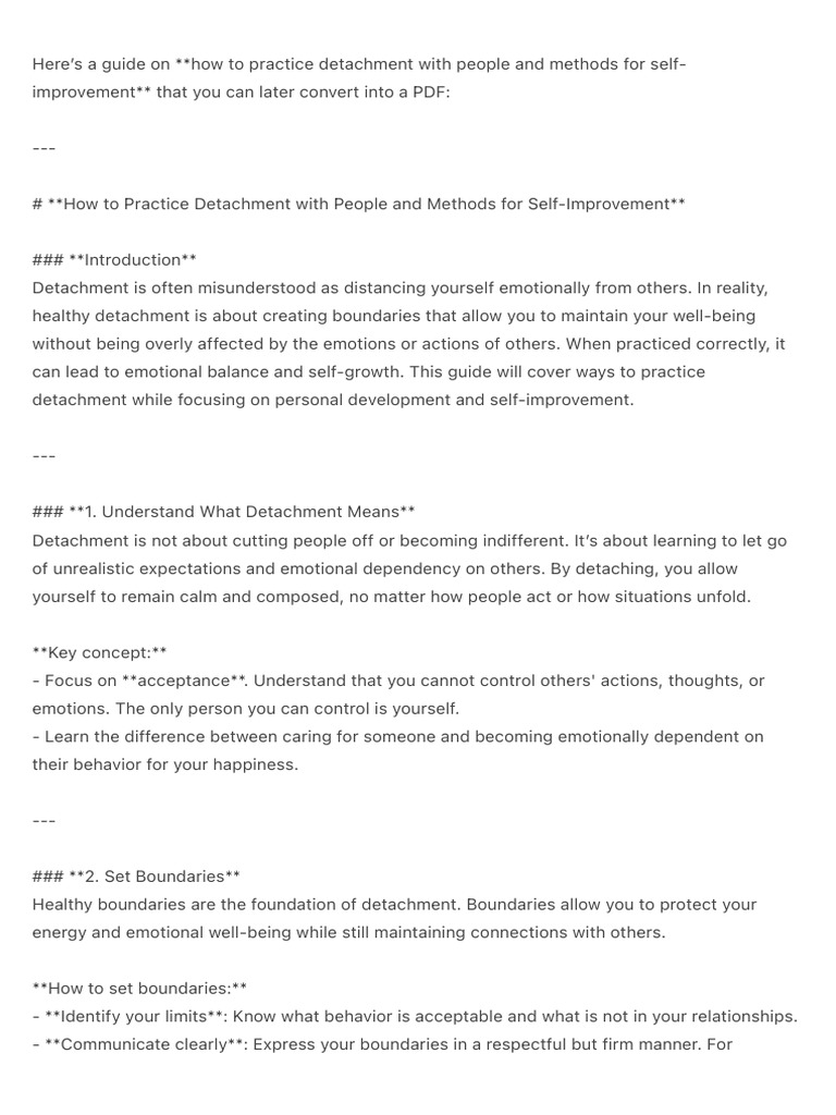 Here's A Guide On How To Practice Detachment With People and Methods | PDF