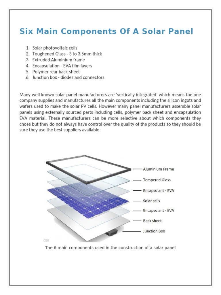Components of A Solar Panel | PDF