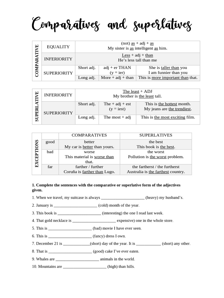 Comparatives and Superlatives Actualizado | PDF | Language Arts ...