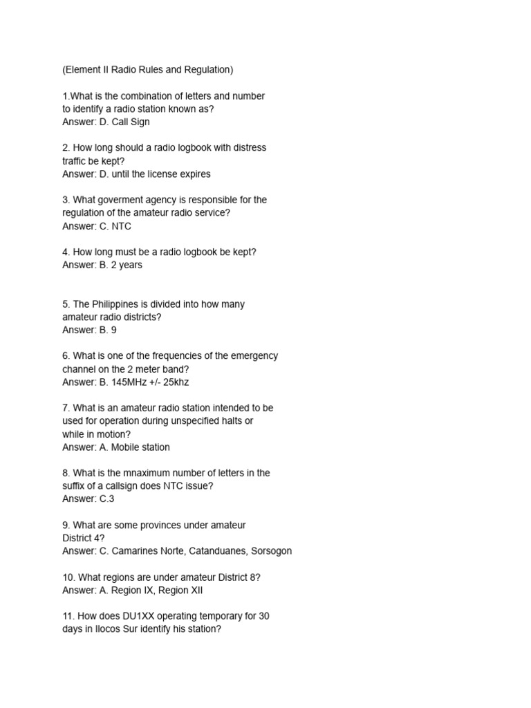 (Element II Radio Rules and Regulation) | PDF
