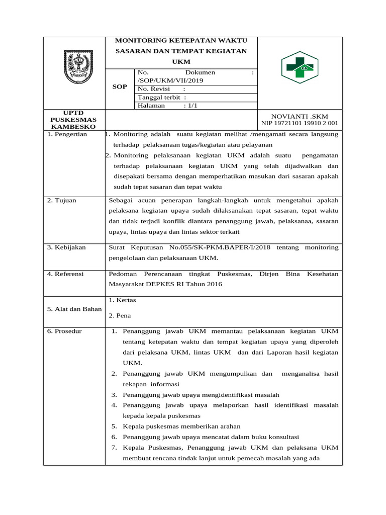 4.2.4 Sop Monitoring Ukm 2 | PDF