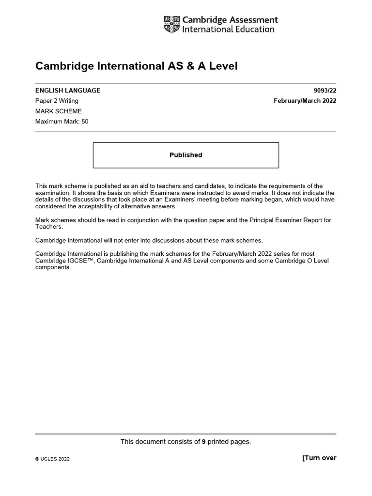 Cambridge International AS & A Level: English Language 9093/22 February ...