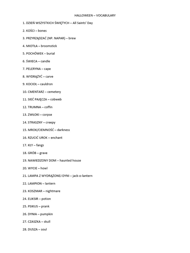 Halloween - Vocabulary | PDF