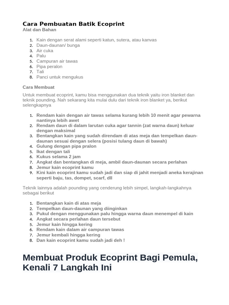 Panduan Praktis Batik Ecoprint | PDF