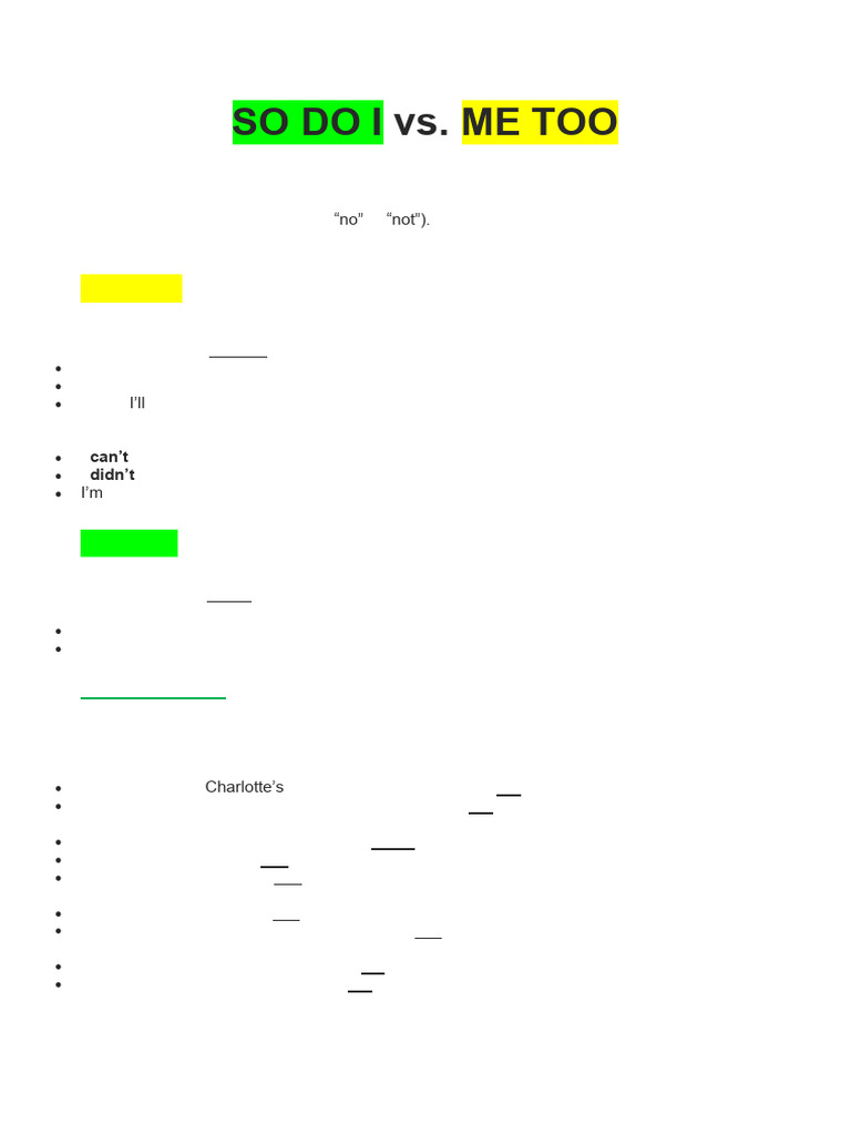 44 So do I vs Me too | PDF