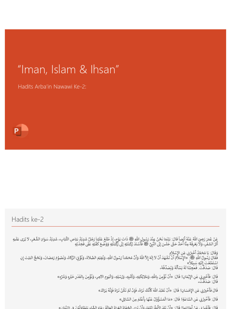 Hadits 2 Iman Islam Dan Ihsan | PDF