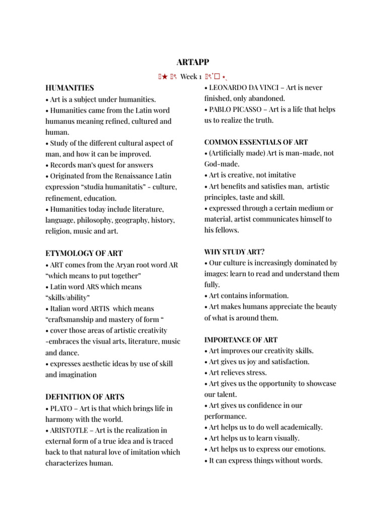 Art Appreciation Reviewer (Prelims) | PDF | The Arts | Social Science