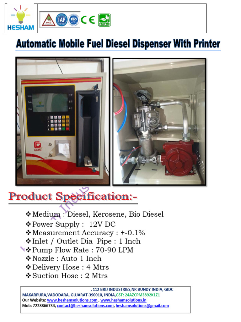 Automatic Mobile Fuel Diesel Dispenser With Printer 2021 (5) | PDF