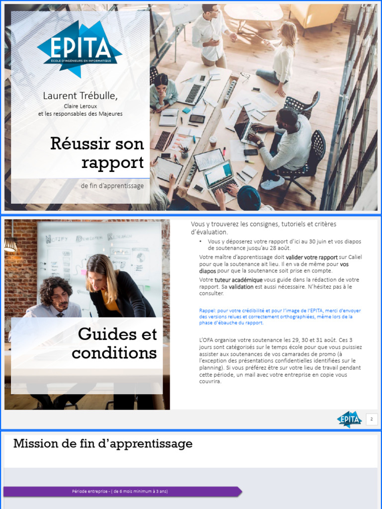 EPITA - Les Consignes Du Rapport de Fin D'apprentissage | PDF