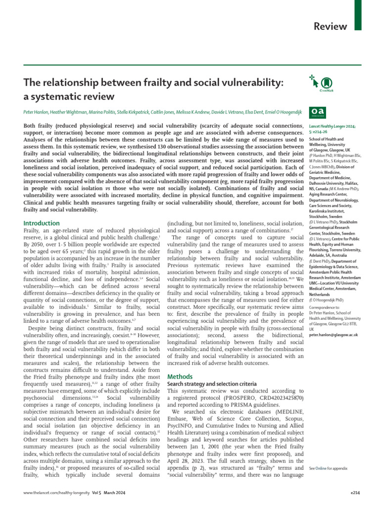 The Relationship Between Frailty and Social Vulnerability | PDF