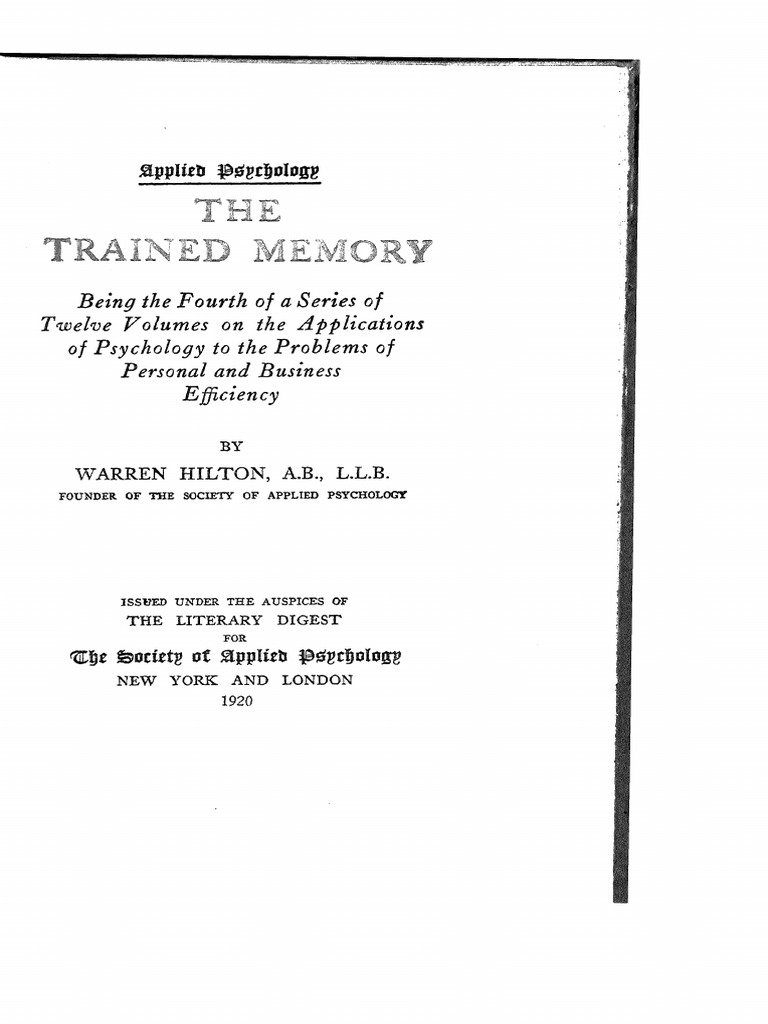 The Trained Memory by Warren Hilton | PDF