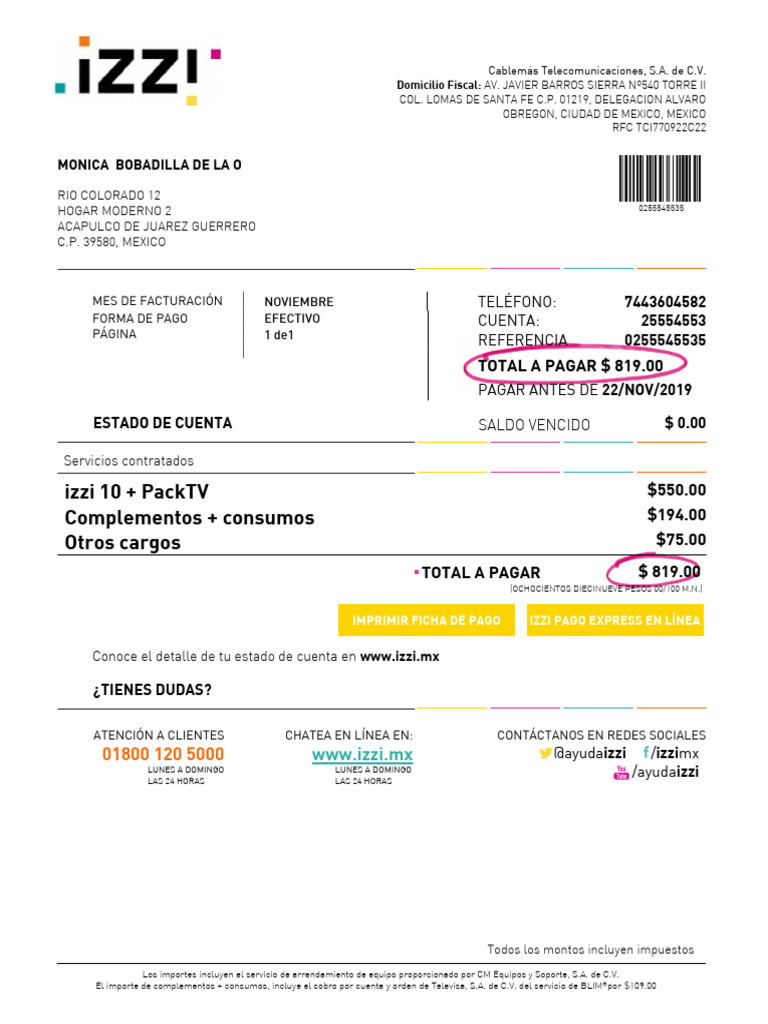 Recibo de Telefonía | PDF | México