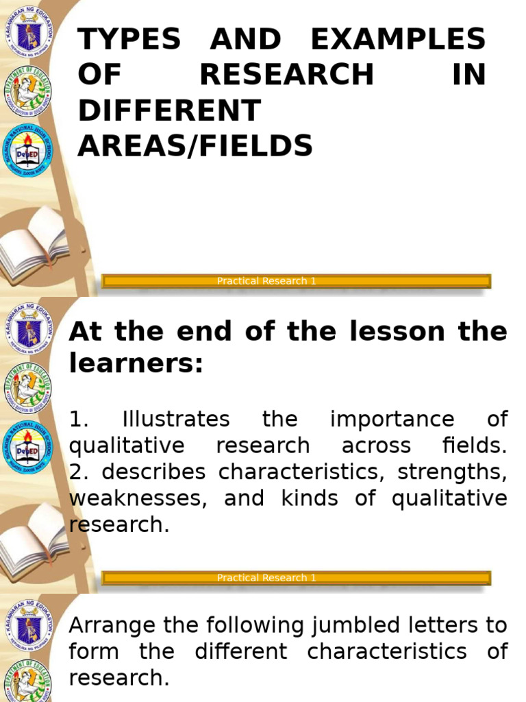Types and Examples of Research in Different Areas | PDF