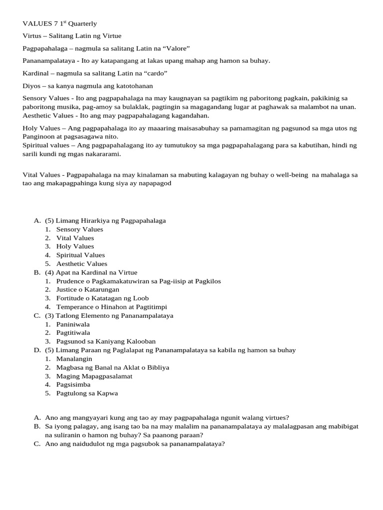 Hierarchy of Values and Faith Challenges | PDF | Self-Improvement