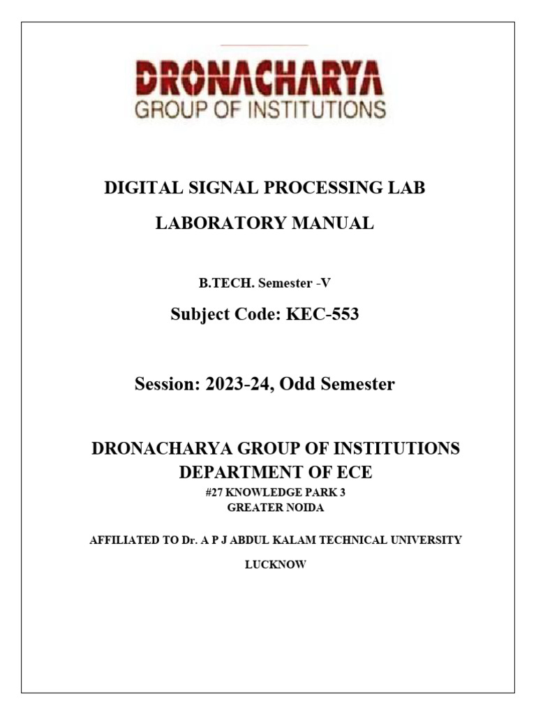 Digital Signal Processing Lab Manual | PDF | Discrete Fourier Transform ...