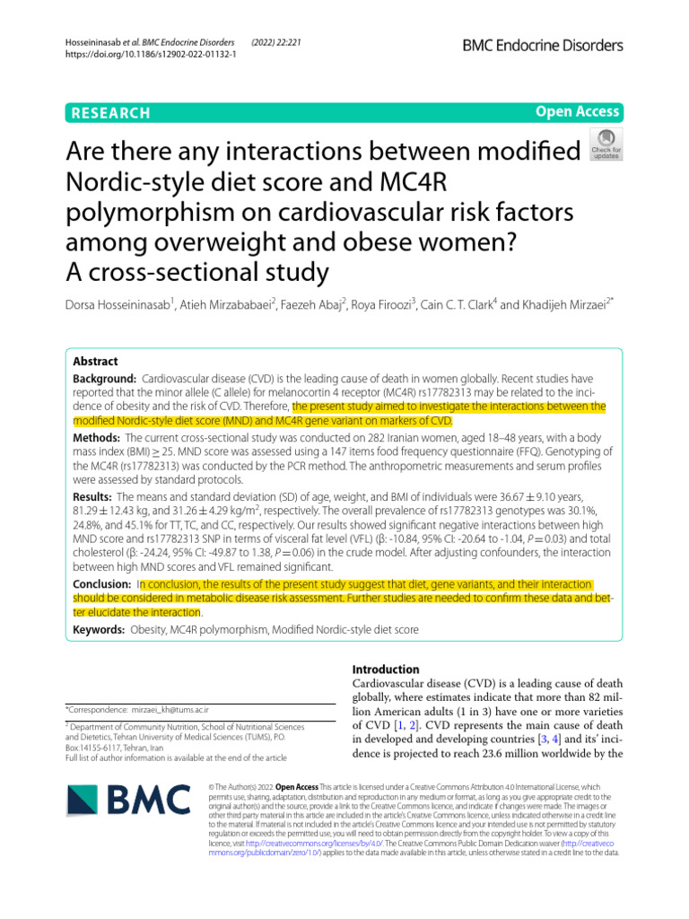 6. Are there any interactions between modified Nordic style diet score ...