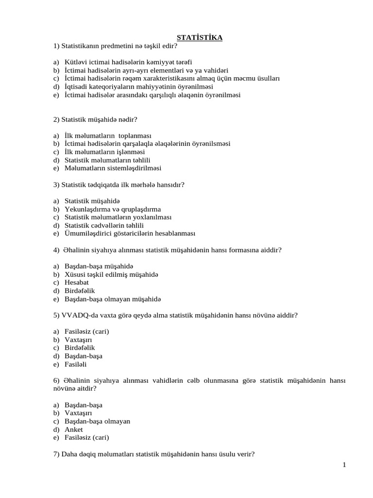 Biznes Statistikası | PDF