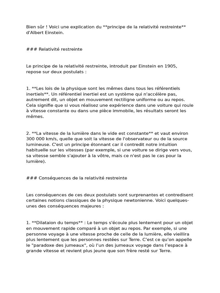 Comprendre la relativité restreinte d'Einstein | PDF | Relativité ...