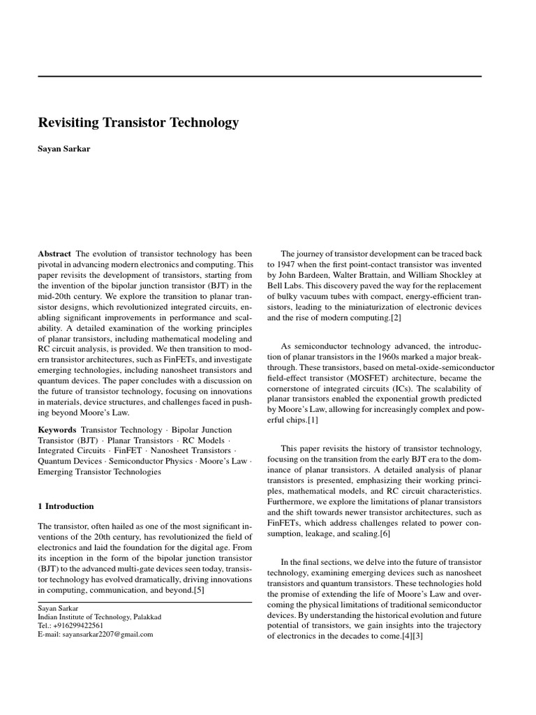 Revisiting Transistor Technology | PDF
