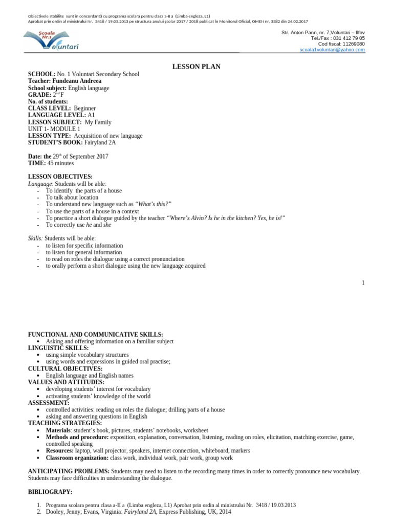 PLAN DE LECTIE 2F | PDF