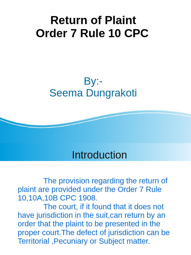 Return of Plaint by Seema Dungrakoti | PDF