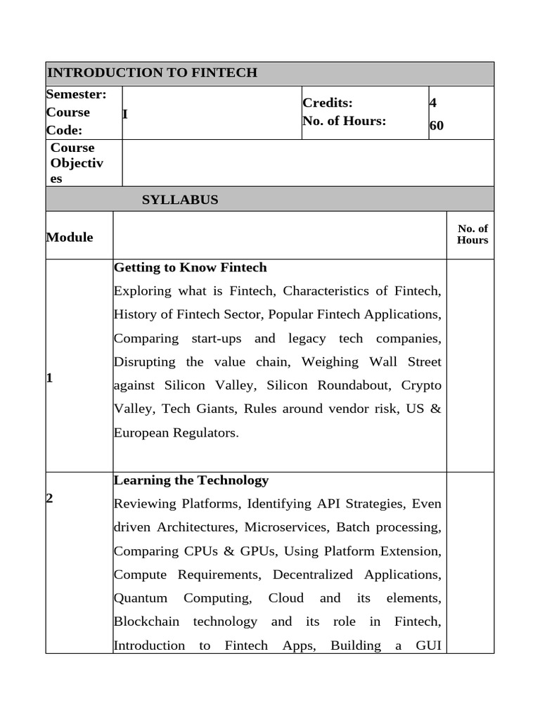 Introduction To Fintech | PDF
