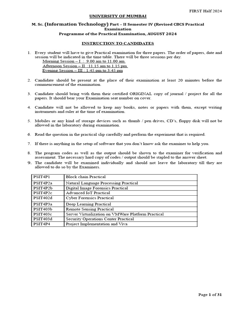 MSc IT Practical Exam Schedule | PDF | Computer Data | Computer Hardware