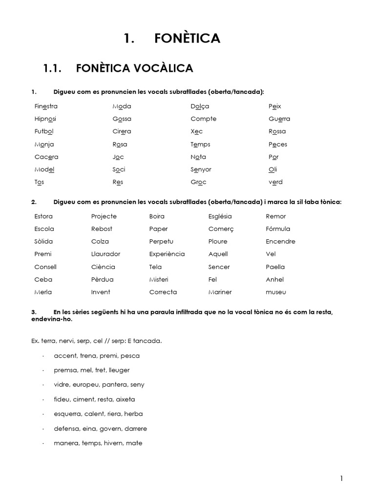 Activitats Vocals, Consonants I Fonètica Sintàctica. | PDF