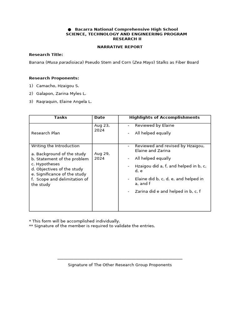Narrative Self Report | PDF